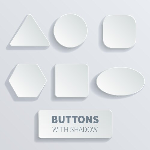 Blank white rounded square website buttons set Vector Image