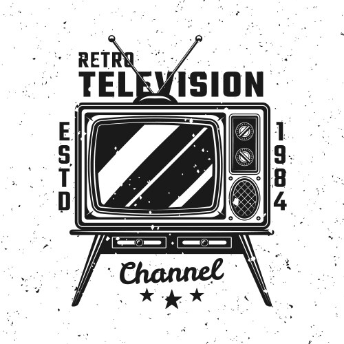 Analogue retro tv with antenna Royalty Free Vector Image