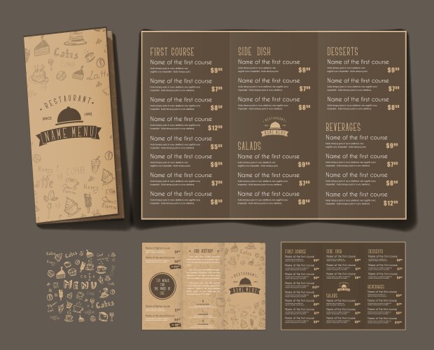 Design of a narrow menu for restaurant Royalty Free Vector