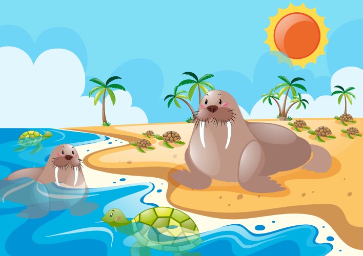 Summer beach cartoon Royalty Free Vector Image