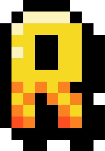 Pixel 8 bit uppercase letter d as font Royalty Free Vector