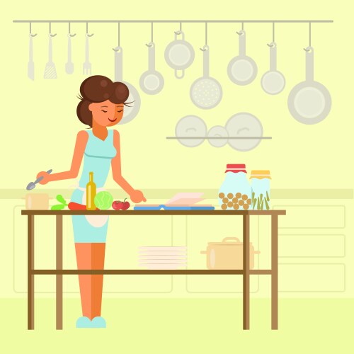 Housewife cooking Royalty Free Vector Image - VectorStock