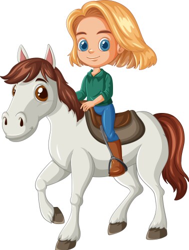 Happy child riding a friendly horse Royalty Free Vector