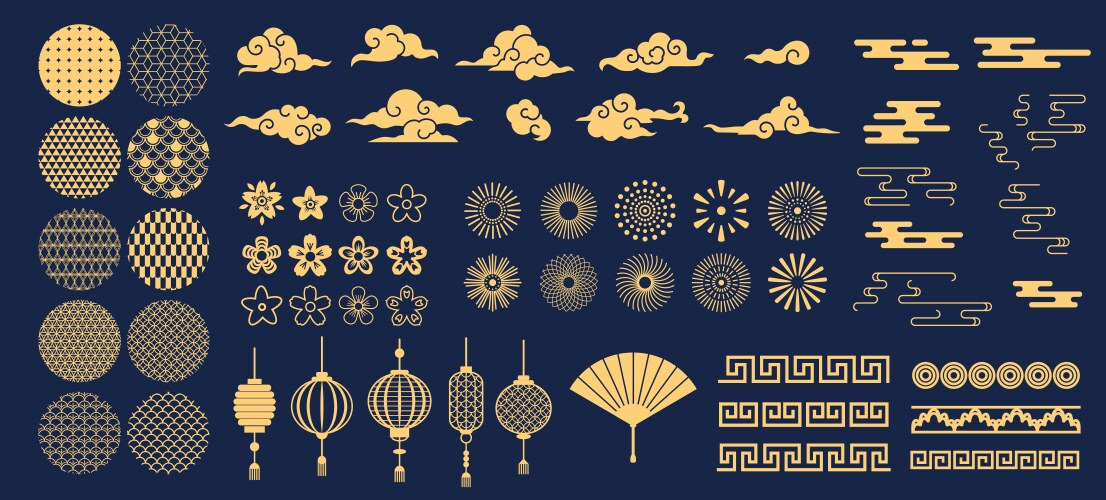 Chinese new year elements golden asian Royalty Free Vector