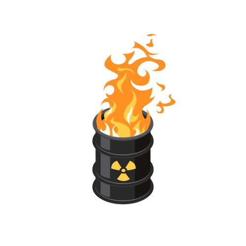 Fire in a barrel isometric view Royalty Free Vector Image