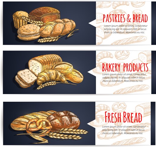 Realistic bread poster set Royalty Free Vector Image