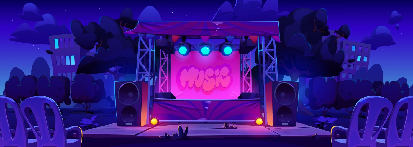 People at stage waiting rock music concert event Vector Image