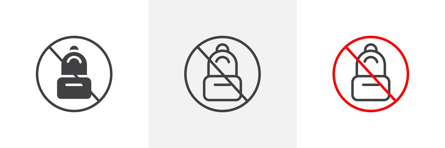No backpacks allowed sign icon set prohibition Vector Image
