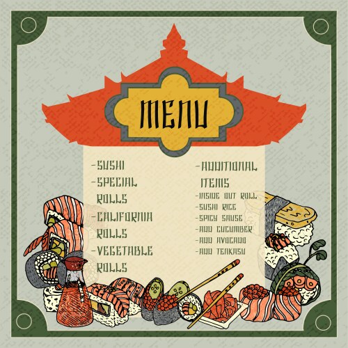 Asian menu color Royalty Free Vector Image - VectorStock