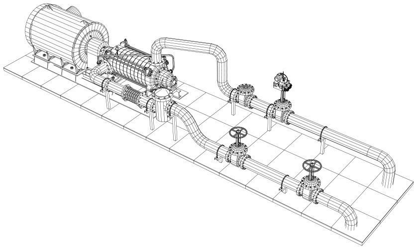 Complex mechanism for pumping water Royalty Free Vector