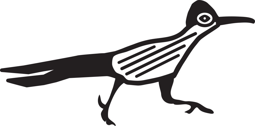 Cartoon roadrunner bird running on road Royalty Free Vector