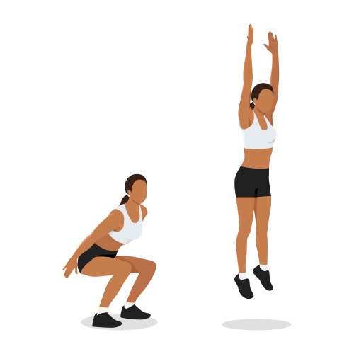 Woman doing jump squat exercise flat Royalty Free Vector