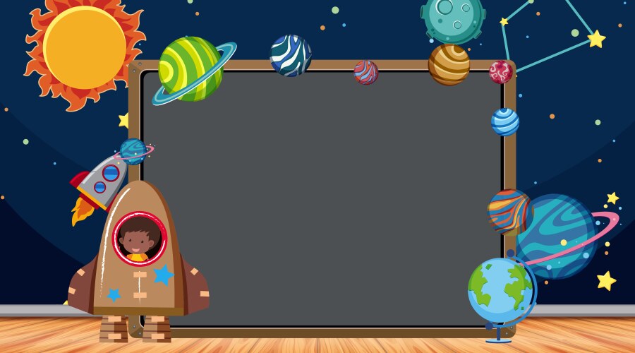 Border template with space theme in background Vector Image