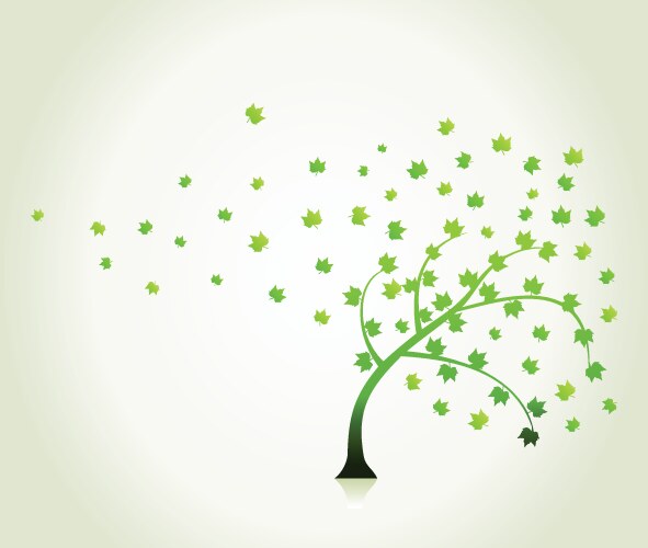 Green bushes and tree crown with white flowers Vector Image