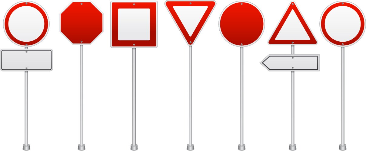 Different types of road signs cartoon icons in set