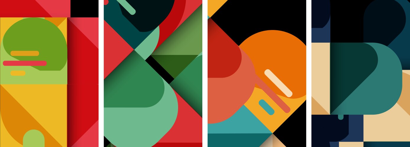 Geometric colorful poster backgrounds with squares