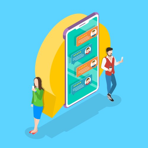 Messaging application isometric 3d concept Vector Image