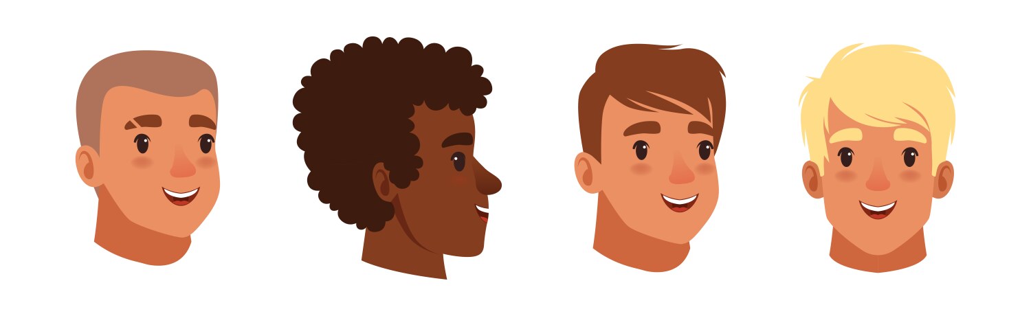 Man smiling face head with different hairstyle Vector Image