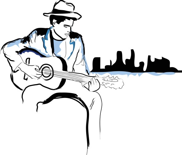 Happy man with headphones listening to music Vector Image