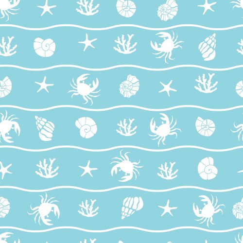 Seamless oceanic print with seashells algae Vector Image