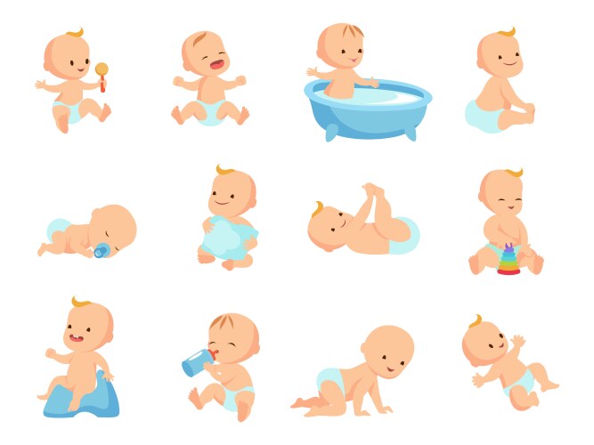Newborn baby stuff icons set Royalty Free Vector Image