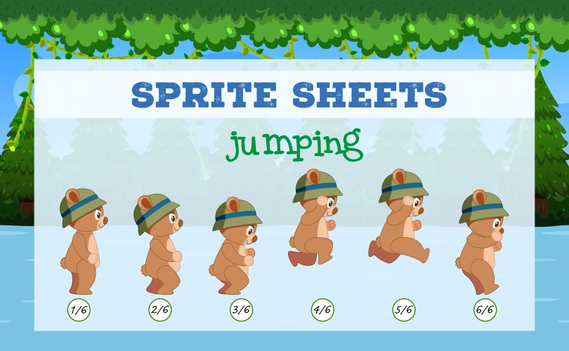 Game sprite actions - jumping Royalty Free Vector Image