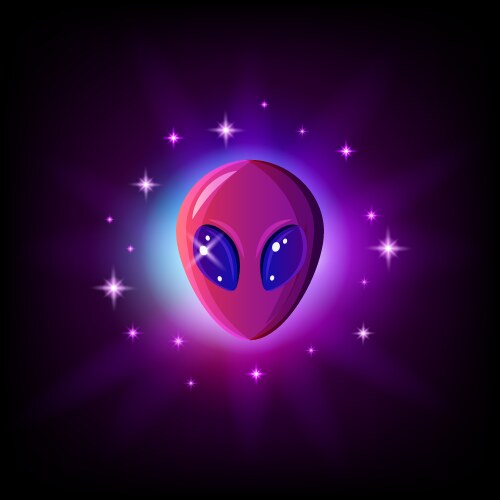 Funky alien with smile emoji Royalty Free Vector Image