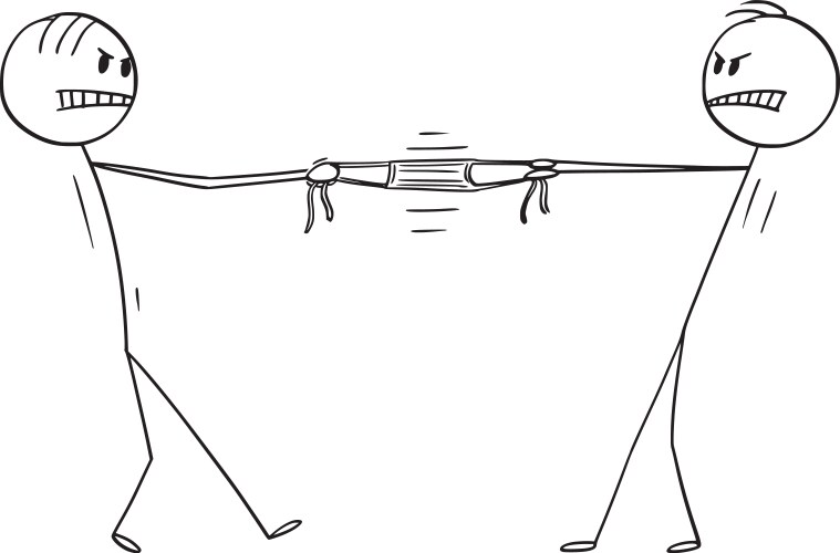 Cartoon two angry men arguing or fighting Vector Image