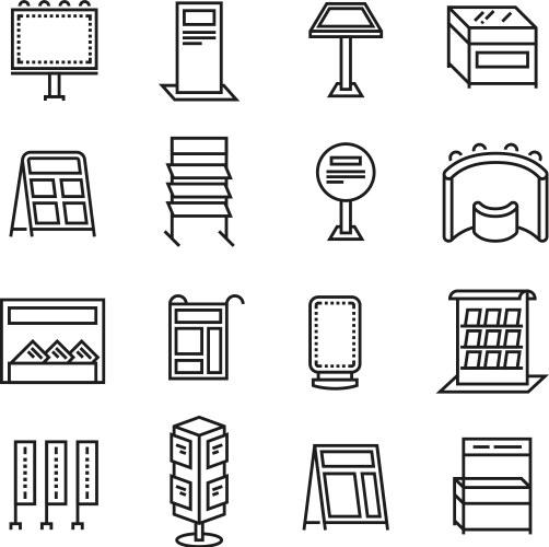 Advertising exhibition banner stands display line Vector Image