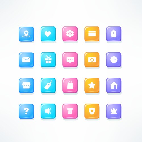 Mobile game ui collection of icons and buttons Vector Image
