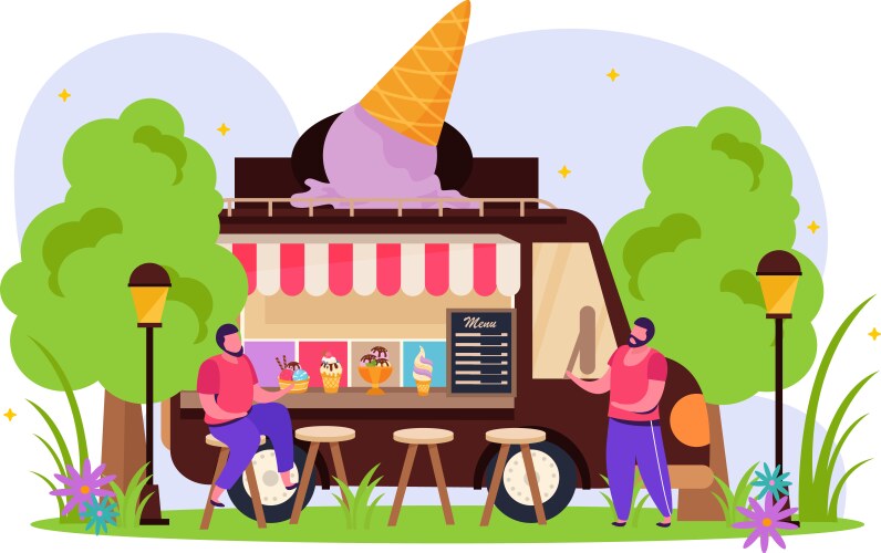 Kids buying ice cream Royalty Free Vector Image