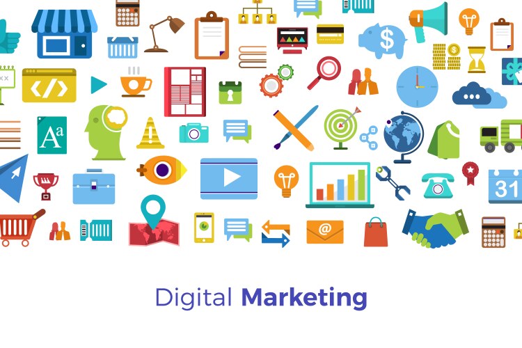 Digital Marketing Icons Royalty Free Vector Image