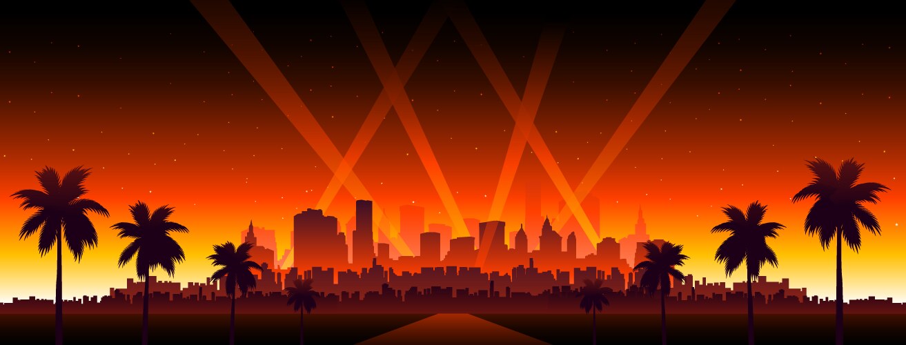 Hollywood panoramic cityscape background Vector Image