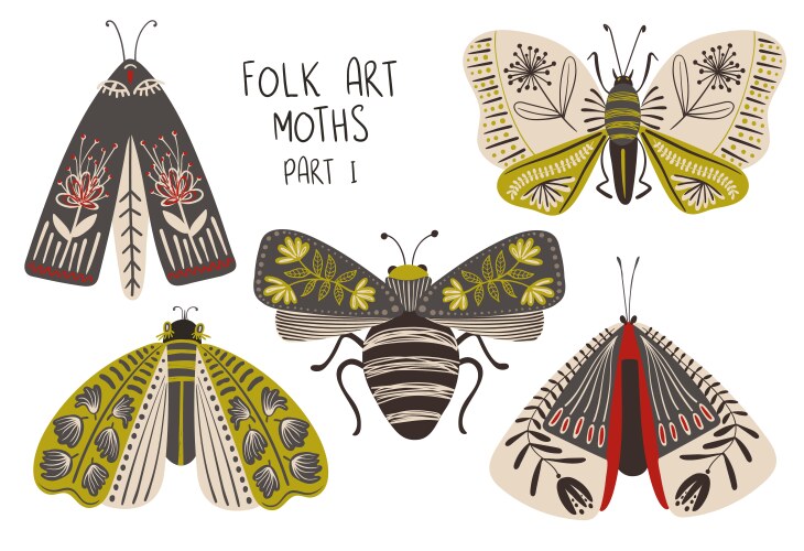 Seamless pattern with hand drawn moths Royalty Free Vector