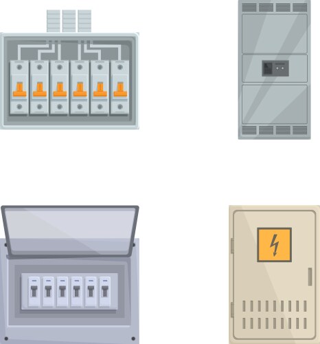 Various types of electrical panels and circuit Vector Image