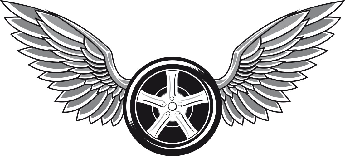 Wheel with wings Royalty Free Vector Image - VectorStock