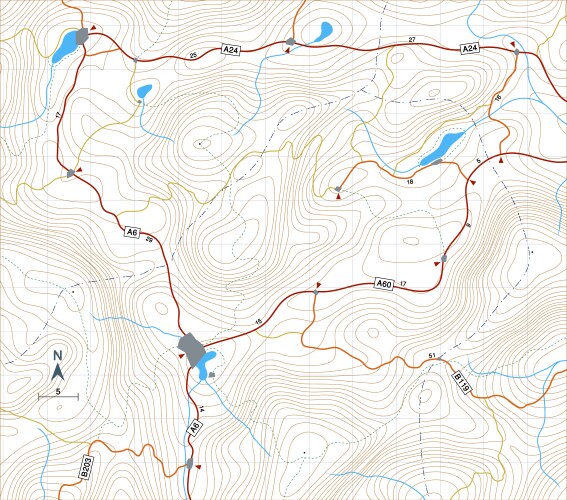 Contour Map of a Rolling Landscape Royalty Free Vector Image