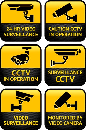 Security Camera Surveillance Signs Royalty Free Vector Image