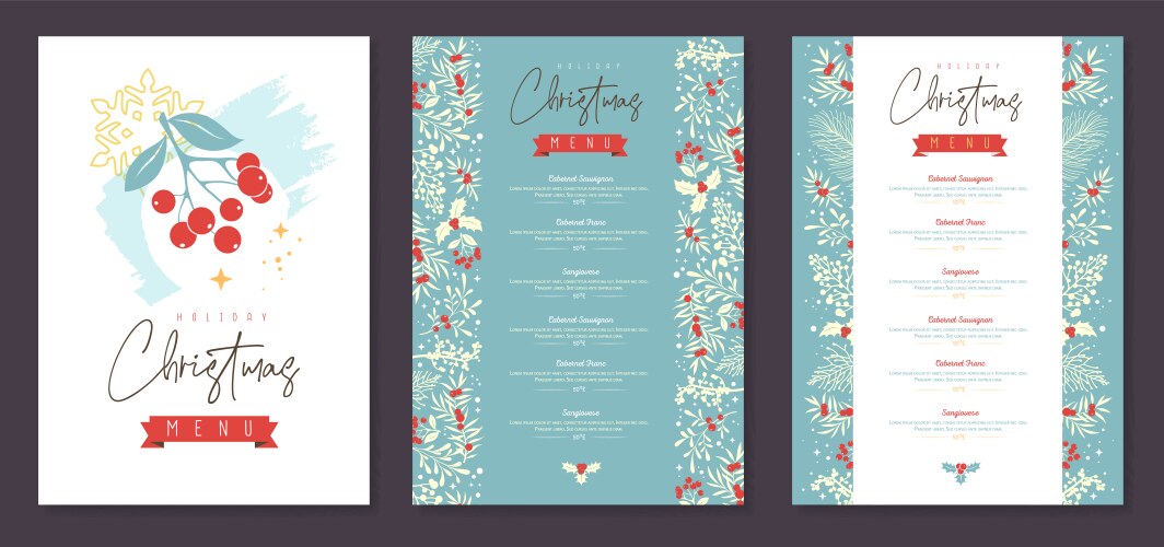 Christmas menu design with floral desoration Vector Image