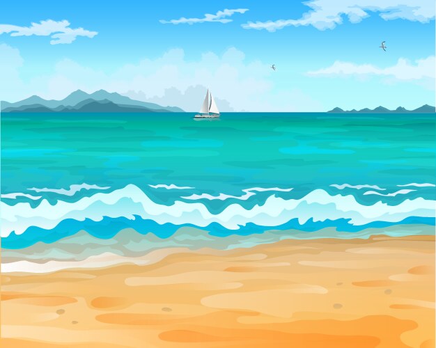 Palm trees and sea Royalty Free Vector Image - VectorStock