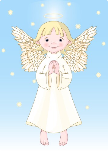 Calm boy angel praying peaceful angelic child Vector Image