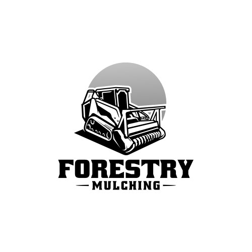 Mulcher forestry mulching machine logo Royalty Free Vector