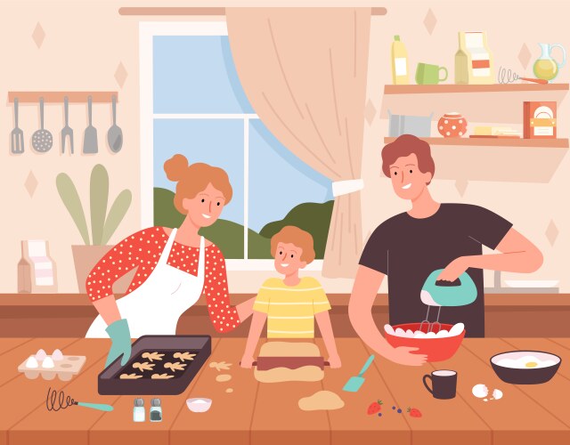 Kids cooking at the kitchen Royalty Free Vector Image