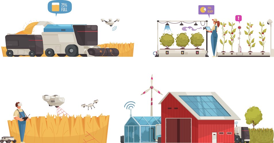 Smart farming futuristic technologies in farm Vector Image