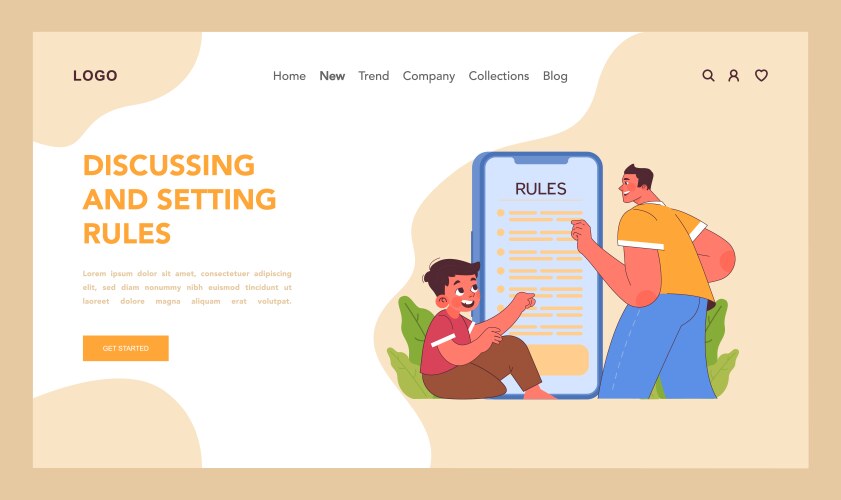 Discussing and setting rules concept flat Vector Image