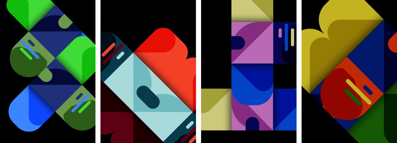 Geometric colorful poster backgrounds with squares