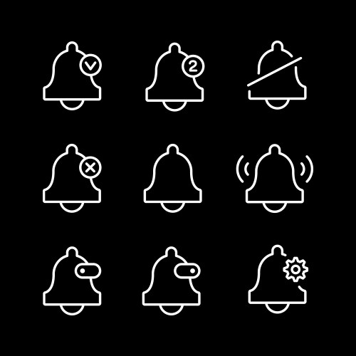 Alarm bell icon with check mark Royalty Free Vector Image