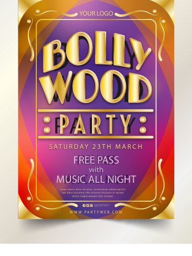 Bollywood party poster template Royalty Free Vector Image