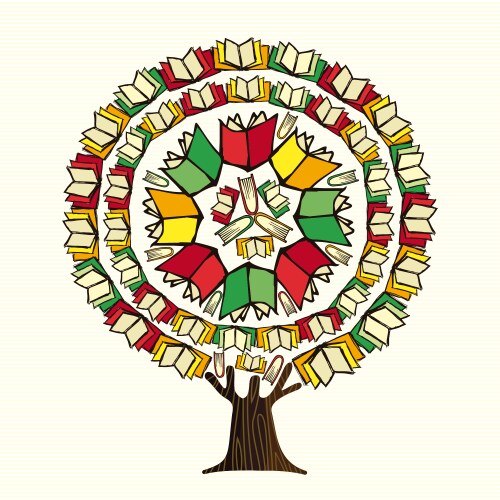 School education tree hand Royalty Free Vector Image
