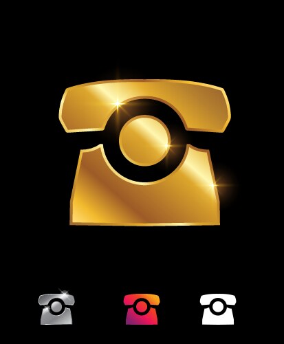 Golden phone sign Royalty Free Vector Image - VectorStock